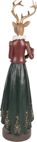 Vánoční dekorace figurka jelení dáma s věnečkem - 9*8*37 cm