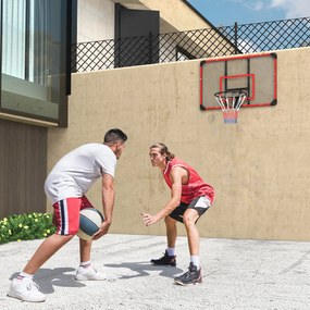 SPORTNOW basketbalový koš, basketbalová deska s košem, basketbalová síť s basketbalovou deskou, nástěnná, pro venkovní použití, ocel, 113 x 61 x 73 c…