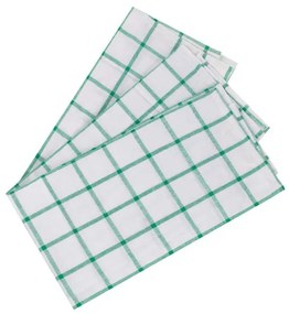 Utěrka bílá 3 ks - zelené kostky