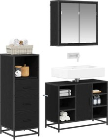 Sada koupelnového nábytku 3 ks Černý dub 80 x 33 x 60 cm 3402526