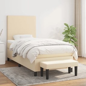 Box spring postel s matrací krémová 90x200 cm textil 3136410