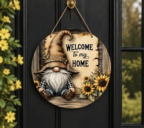 dekorace na zeď, dřevo, 15x15 cm, Boho styl s trpaslíkem, Dekorino DZ20260007