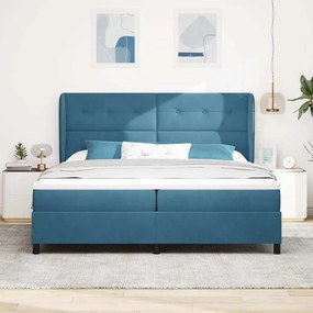 Postel s boxspringem s čelo Tmavě modrá 200 x 200 cm samet 3340950