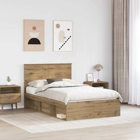 Rám postele Umělecký dub 120 x 190 cm Masivní borové dřevo 3409380