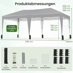 Costway Výsuvný skládací altán s taškou na kolečkách a UV ochranou 50+ párty