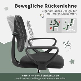 WOLTU Dětská otočná židle s područkami – ergonomická kancelářská židle, černá