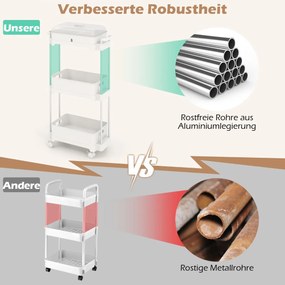 Costway 3 Tier Rolling Cart Multifunkční úložný vozík s odnímatelným krytem