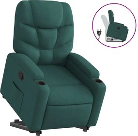 Zvedací polohovací křeslo tmavě zelené textil 3204602