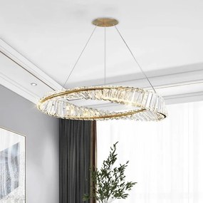 Toolight Toolight, LED křišťálové závěsné svítidlo 27W APP1201-CP, čirá-zlatá, OSW-04591