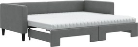 Válenda s přistýlkou a matracemi tmavě šedá 90 x 190 cm textil 3196607