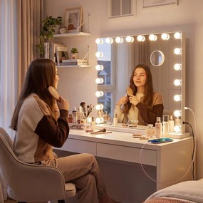 Kosmetické zrcadlo Norlina s Bluetooth – bílá