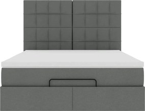 Osmanský rám postele s matrací tmavě šedá 140x200cm textil 3313162