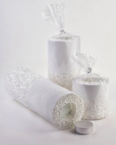 Velký moderní svícen Diament 36 cm bílý