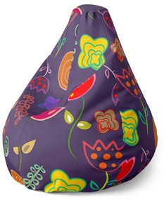 Sablio Sedací vak Pear Nakreslené květiny - 70 x 95 x 15 cm