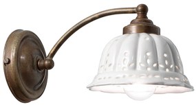 Il Fanale 061.17.OC Anita, rustikální nástěnné svítidlo z antické mosazi a keramiky, 1x10W LED E14, délka 25cm
