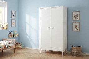 Dvoudveřová šatní skříň Forrest z masivního buku bílá 100 cm