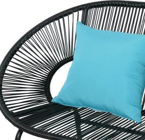 Outsunny zahradní lavička pro 2 osoby ve stylu ocel a umělý ratan s 2 polstry - rozměry 132D x 72Š x 83V cm - černá