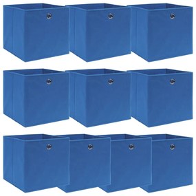 Úložné boxy 10 ks modré 32 x 32 x 32 cm textil 288339