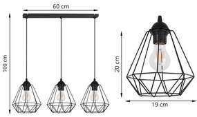 Závěsné svítidlo FUSION, 3x drátěné stínítko (výběr ze 2 barev), L