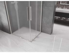 Mexen Velar Duo, sprchový kout s posuvnými dveřmi 90 x 80 cm, 8mm sklo námraza, broušená ocel, 871-090-080-32-97