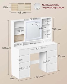 Toaletní stolek s LED zrcadlem RDT137W01