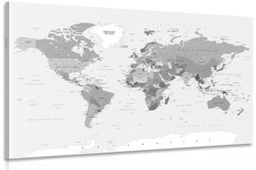Obraz klasická černobílá mapa - 120x80 cm