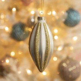 4ks stříbrno-zlatá vánoční ozdoba šiška – 6x13 cm