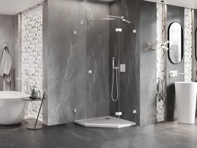 Mexen Lunar, pravý výklopný pětiúhelníkový sprchový kout 90 x 90 cm, 8mm čiré sklo, bílý profil, 831-090P-090L-20-00-P