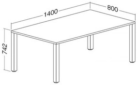 Stůl ProOffice B 80 x 140 cm / Bílá