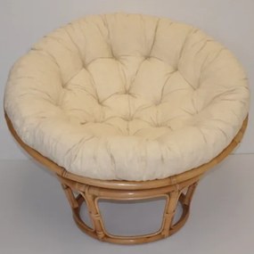 Ratanový papasan průměr 115 cm - polstr světle béžový melír