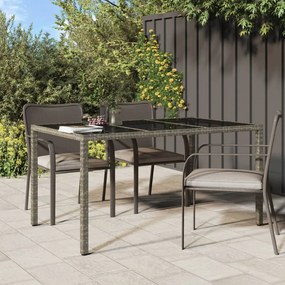 Zahradní stůl 150 x 90 x 75 cm tvrzené sklo a polyratan šedý 316708