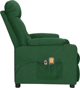 Elektrické masážní křeslo tmavě zelené textil 3098833
