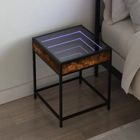 Noční stolek s Infinity LED kouřový dub 40 x 40 x 51 cm