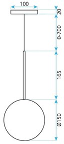 Toolight Skleněné kulovité svítidlo 15cm APP1680-1CP zlaté