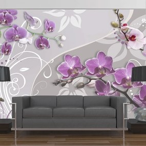 Fototapeta - Flight of purple orchids