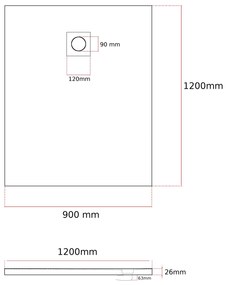 Gamma Erga Oldaf, SMC obdélníková sprchová vanička 120 x 90 cm, bílá matná, ERG-GMA-OL-90120