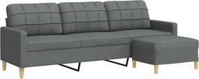 3místná pohovka s podnožkou tmavě šedá 210 cm textil 3278250
