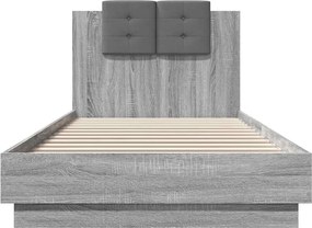 Rám postele s čelem a LED osvětlením šedý sonoma 90 x 200 cm 3210036
