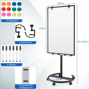 Costway Stojan na flipchart na kolečkách s magnety a popisovači, výška tabule
