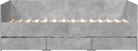 Válenda se zásuvkami bez matrace betonově šedá 75 x 190 cm 3280835