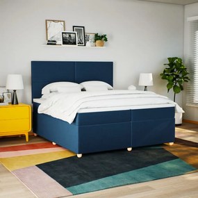 Box spring postel s matrací modrá 200x200 cm textil 3291386