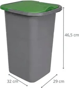 BELLI E FORTI Koš na tříděný odpad PREMI šedý, zelené víko / Plast / 2