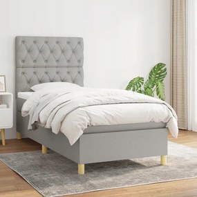 Box Spring Postel S Matrací Textil Světle Šedá Prošívaný design 80 x 200