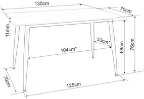 Jídelní stůl JUSEF - 130x70, bílý / černý