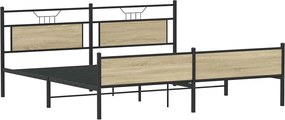 Kovový rám postele bez matrace dub sonoma 200 x 200 cm 3325128