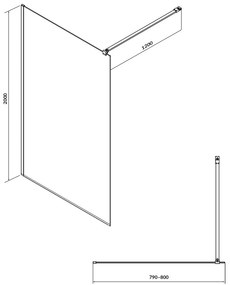 Cersanit Mille, sprchová zástěna typu Walk-In 80x200 cm, 8mm čiré sklo, chromový profil, S161-005