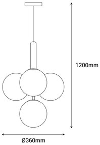 Černé závěsné svítidlo SULION Musa, výška 120 cm