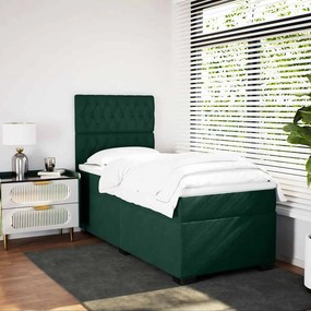 Box spring postel s matrací tmavě zelená 100x200 cm samet 3293143