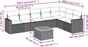 8dílná zahradní sedací souprava s poduškami černá polyratan 3224152