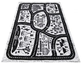 Dětský kusový koberec  Soho 10 Uličky Město černý bílý Rozměr: 160x220 cm